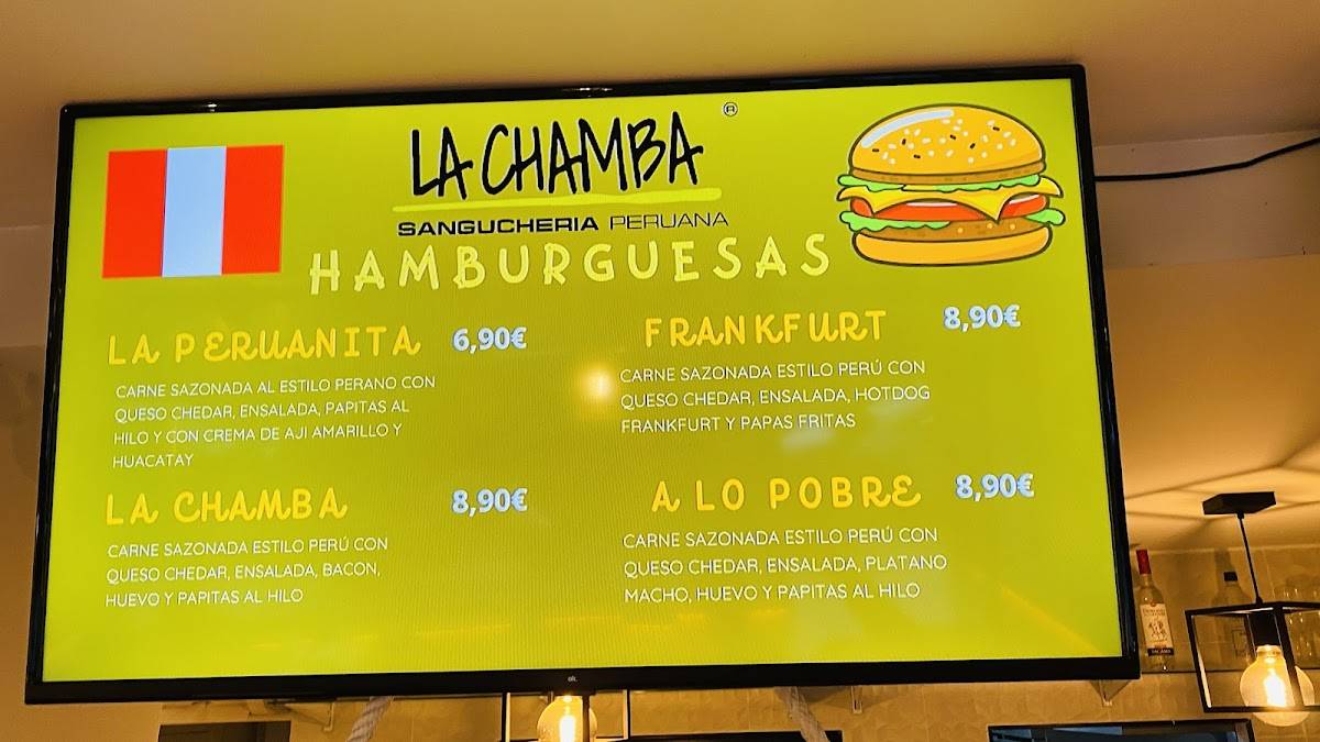 Menu at LA CHAMBA Sangucheria Peruana restaurant, Madrid