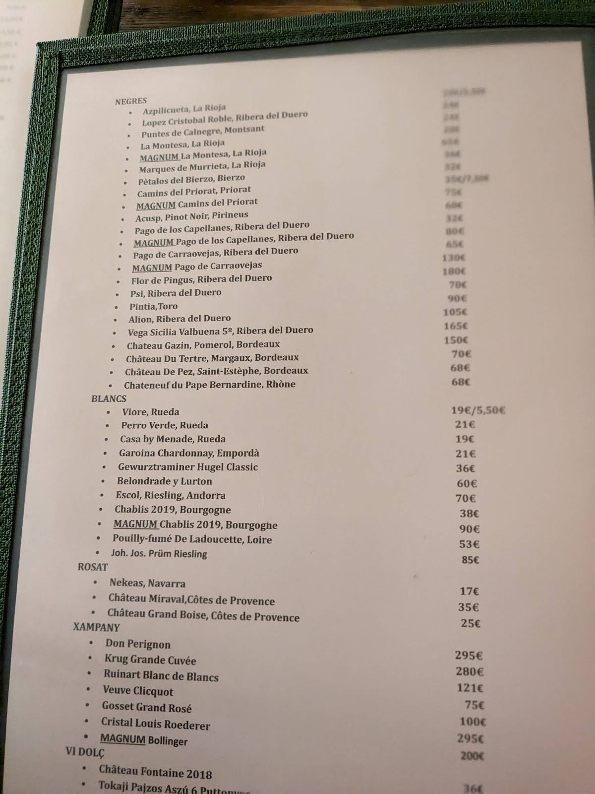 Menu at LAMONT restaurant, Soldeu