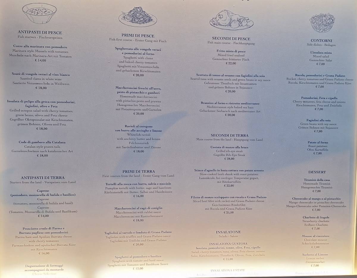 Menu at L’Accanto restaurant, Sirmione