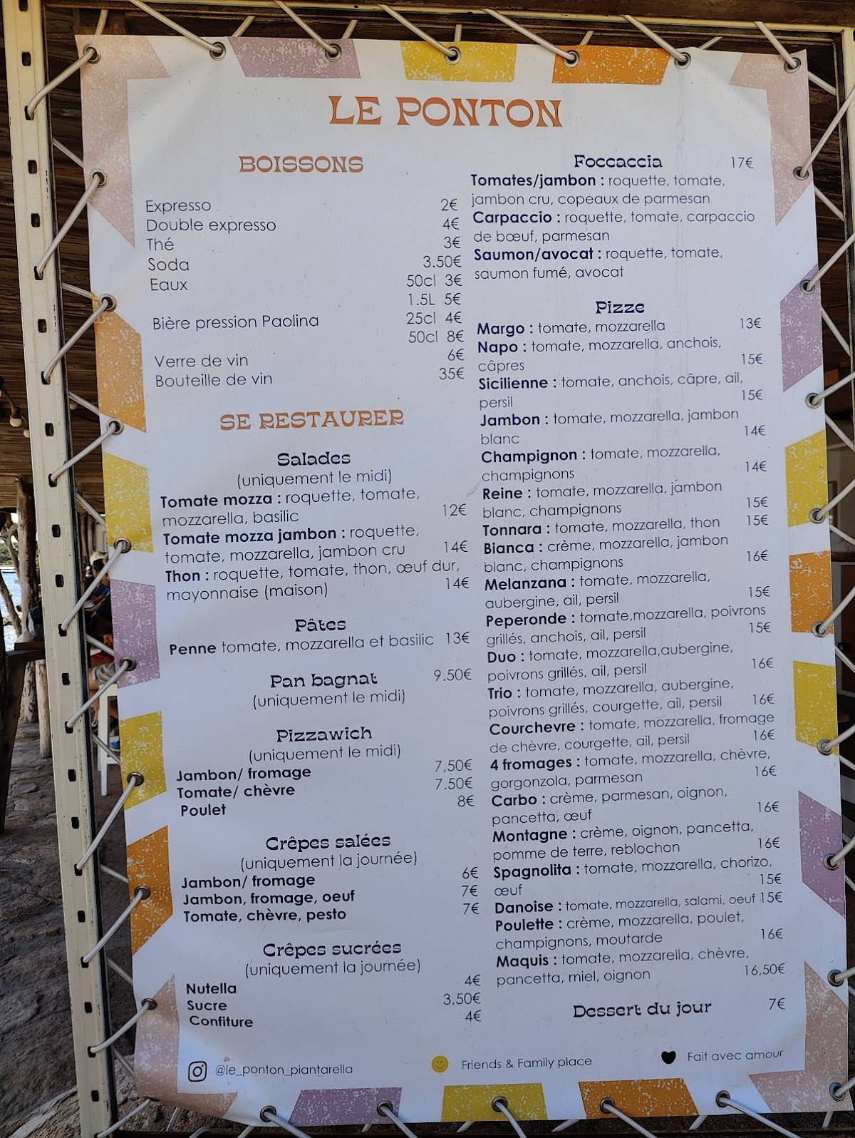 Menu at LE PONTON restaurant, Bonifacio