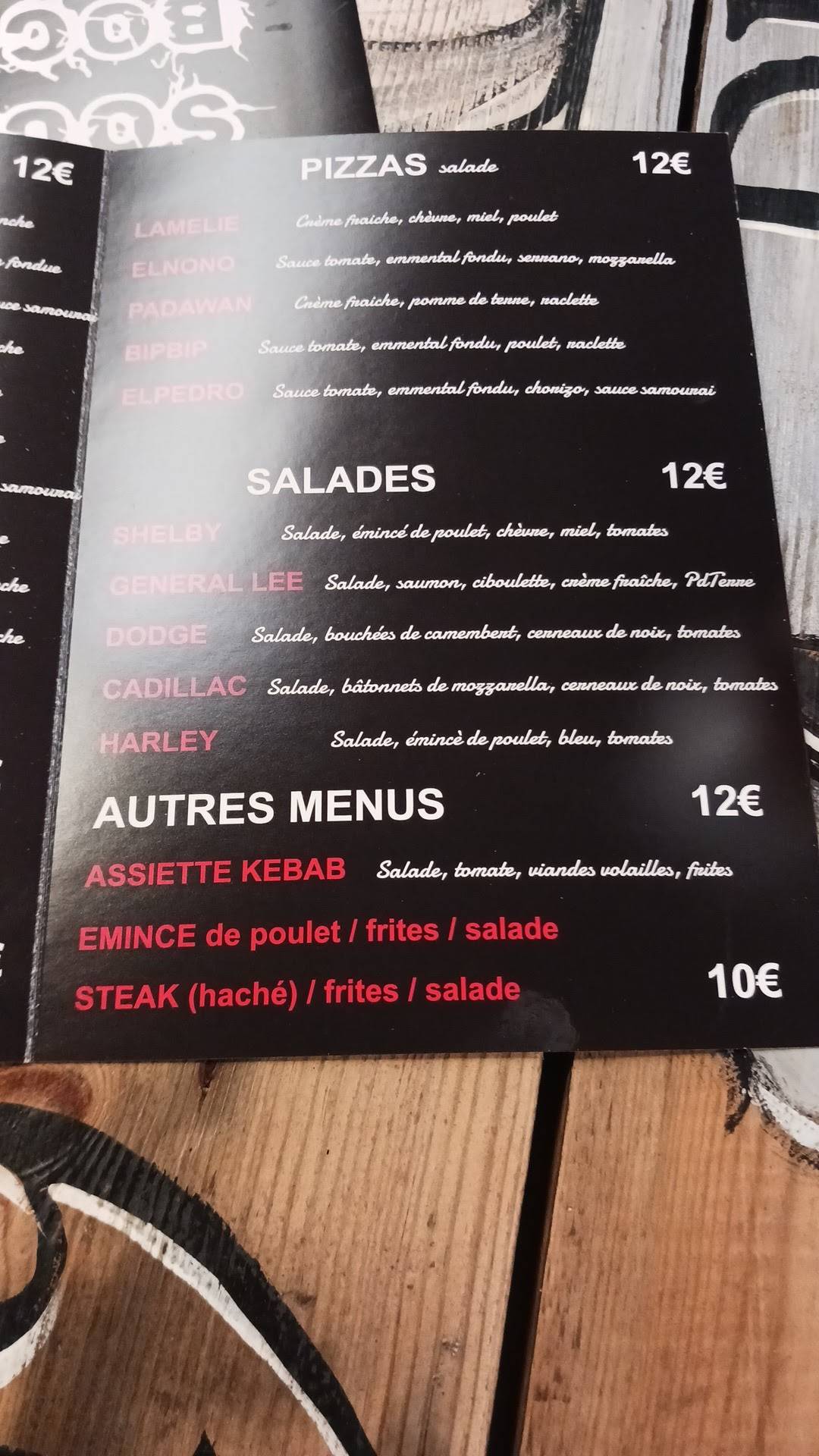 Menu au LE SOUS BOCK, La Mézière