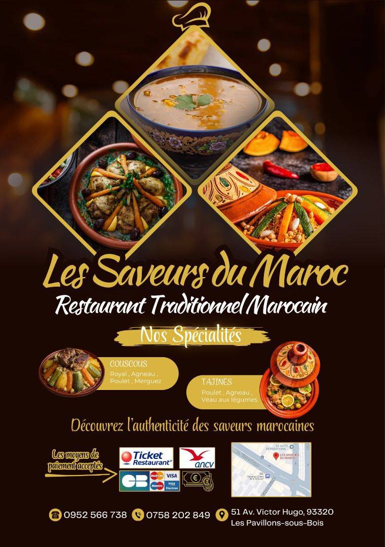Menu au LES SAVEURS DU MAROC restaurant, Les Pavillons-sous-Bois