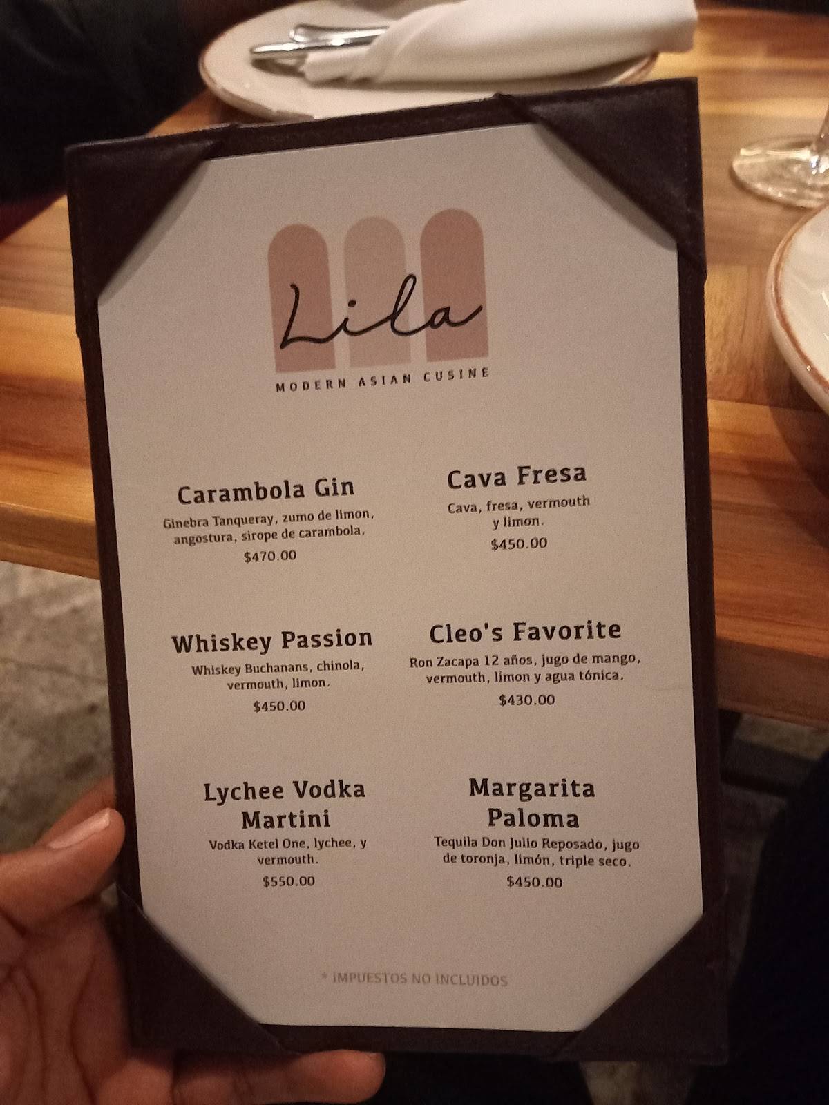 Carta del restaurante LILA - Modern Cuisine, Santo Domingo, C. P.º del ...
