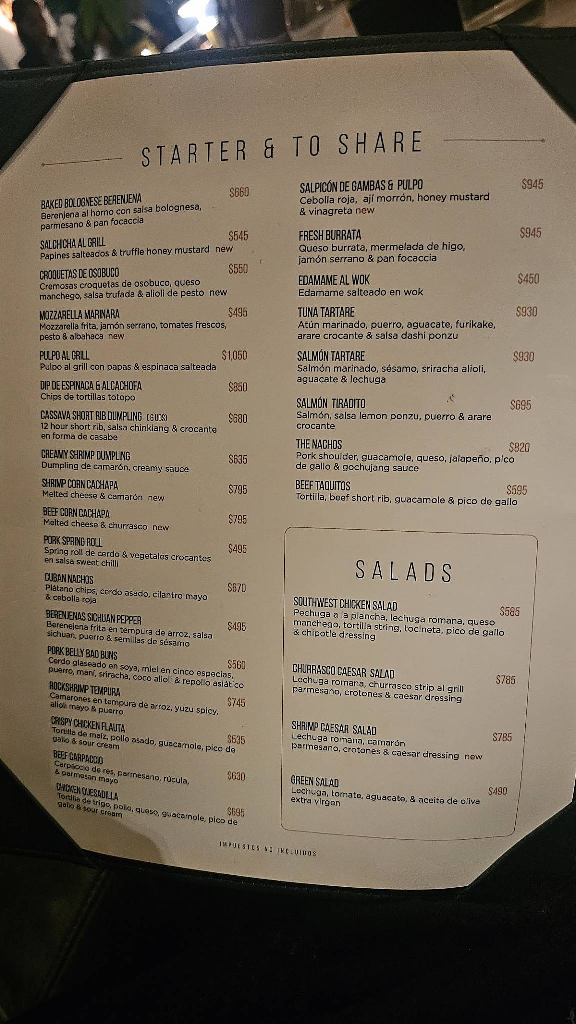 Carta del restaurante LILA - Modern Cuisine, Santo Domingo, C. P.º del ...
