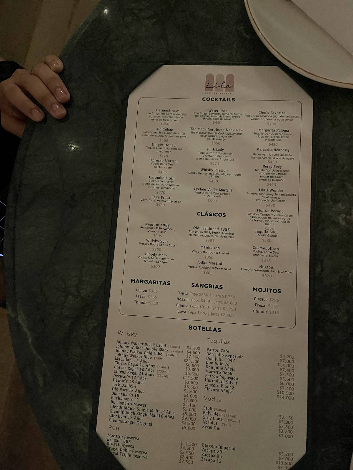 Menu at LILA - Modern Cuisine restaurant, Santo Domingo, C. P.º de los ...