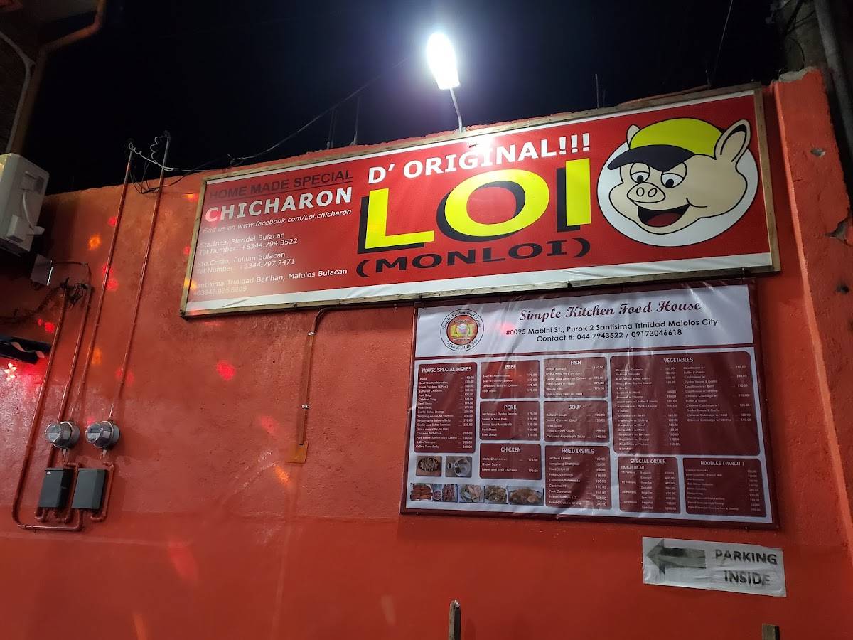Menu at LOI Chicharon Simple Kitchen Foodhouse restaurant, Malolos
