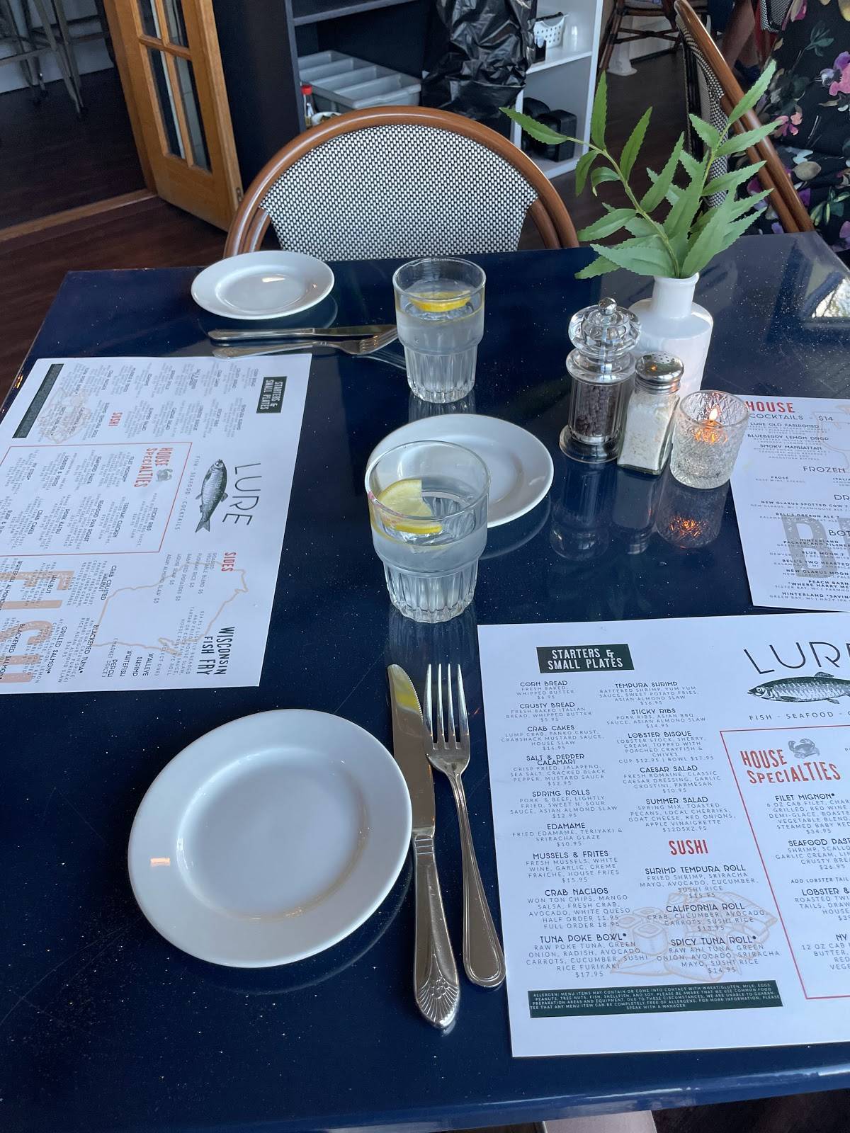 Menu at LURE Restaurant, Sister Bay
