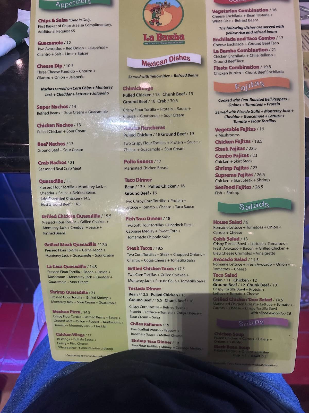 Menu at La Bamba Mexican and Spanish Restaurants, Fort Lauderdale, N ...