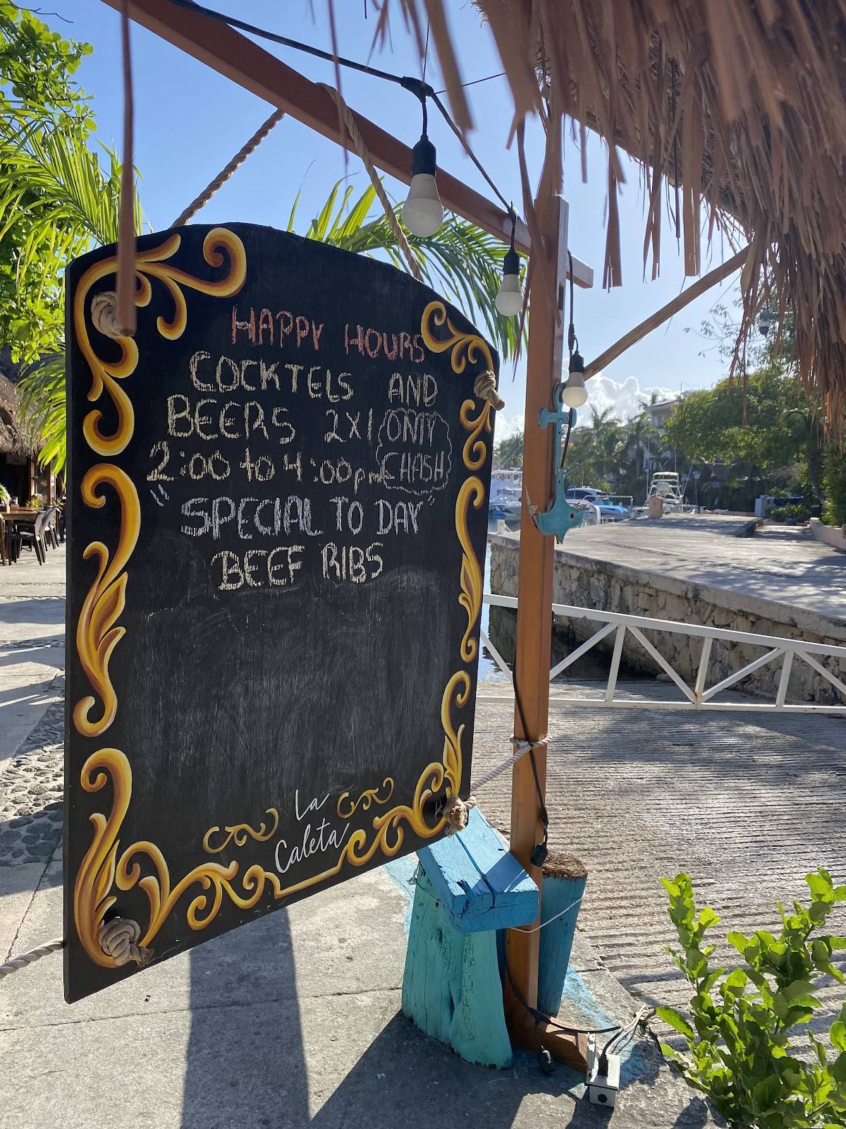 Menu at La Caleta restaurant, Puerto Aventuras