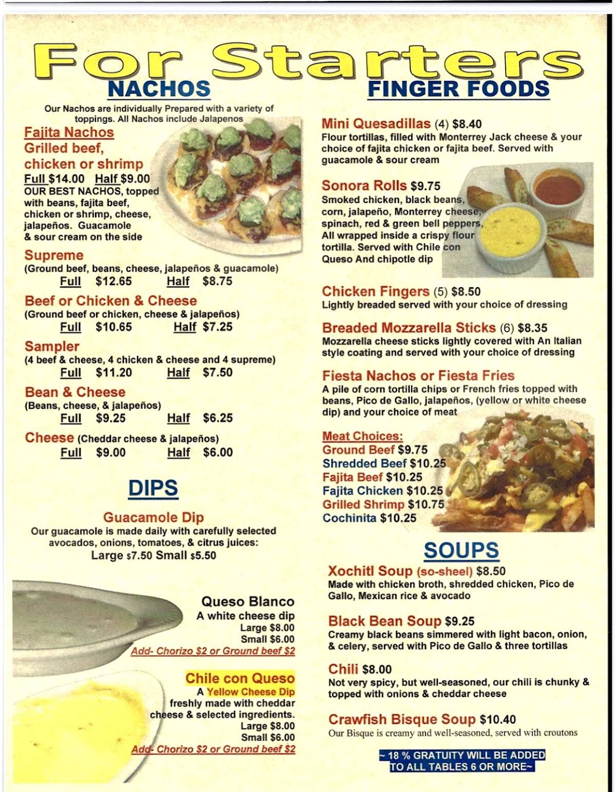 Menu at La Casa Mexican Restaurant - Cut Off, Cut Off
