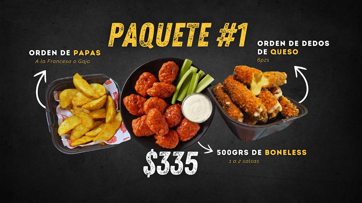 Menu at La Casa de los Boneless restaurant, Ciudad Guzmán