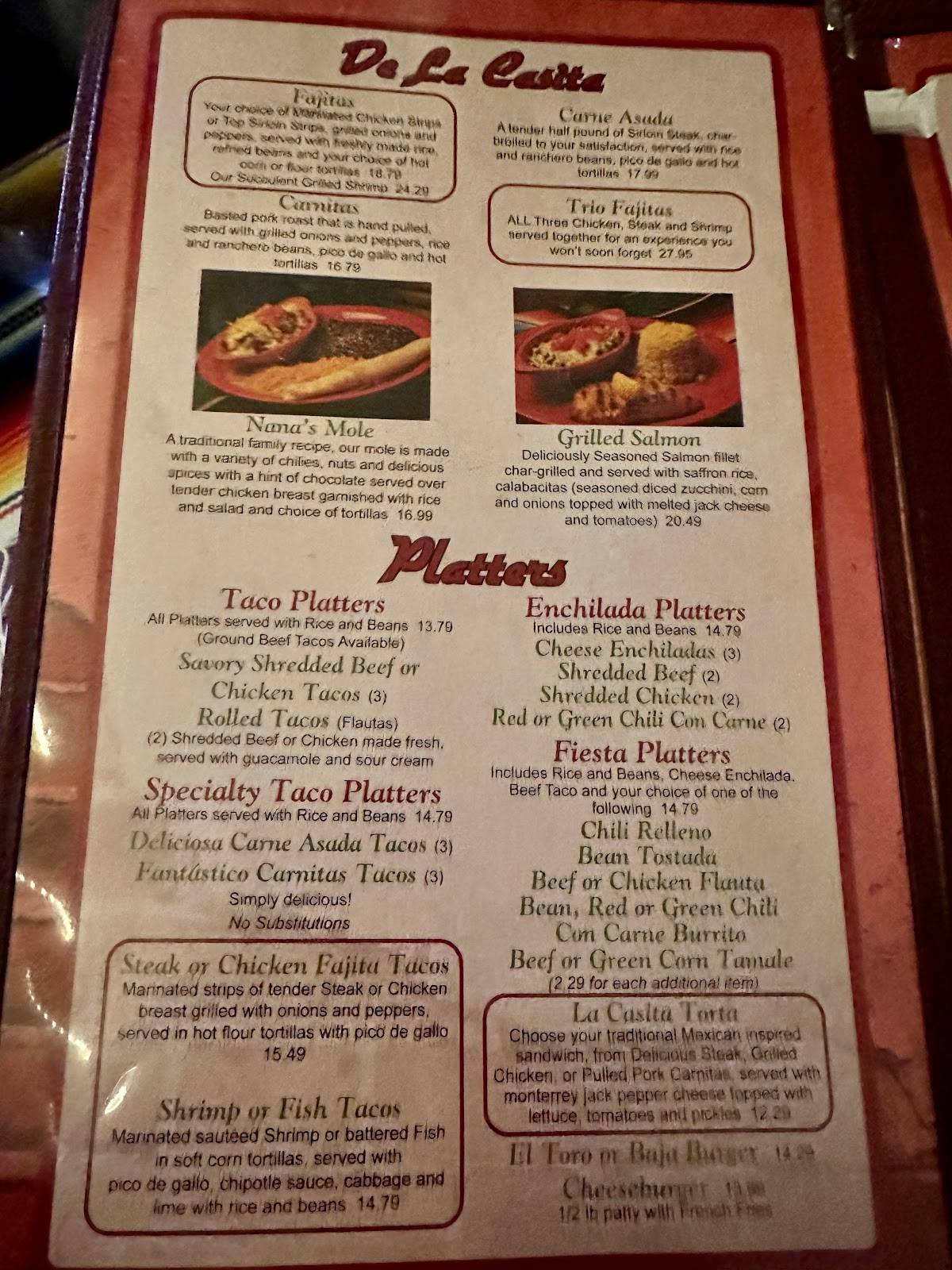 Menu at La Casita Mexican Restaurant & Cantina, Sierra Vista