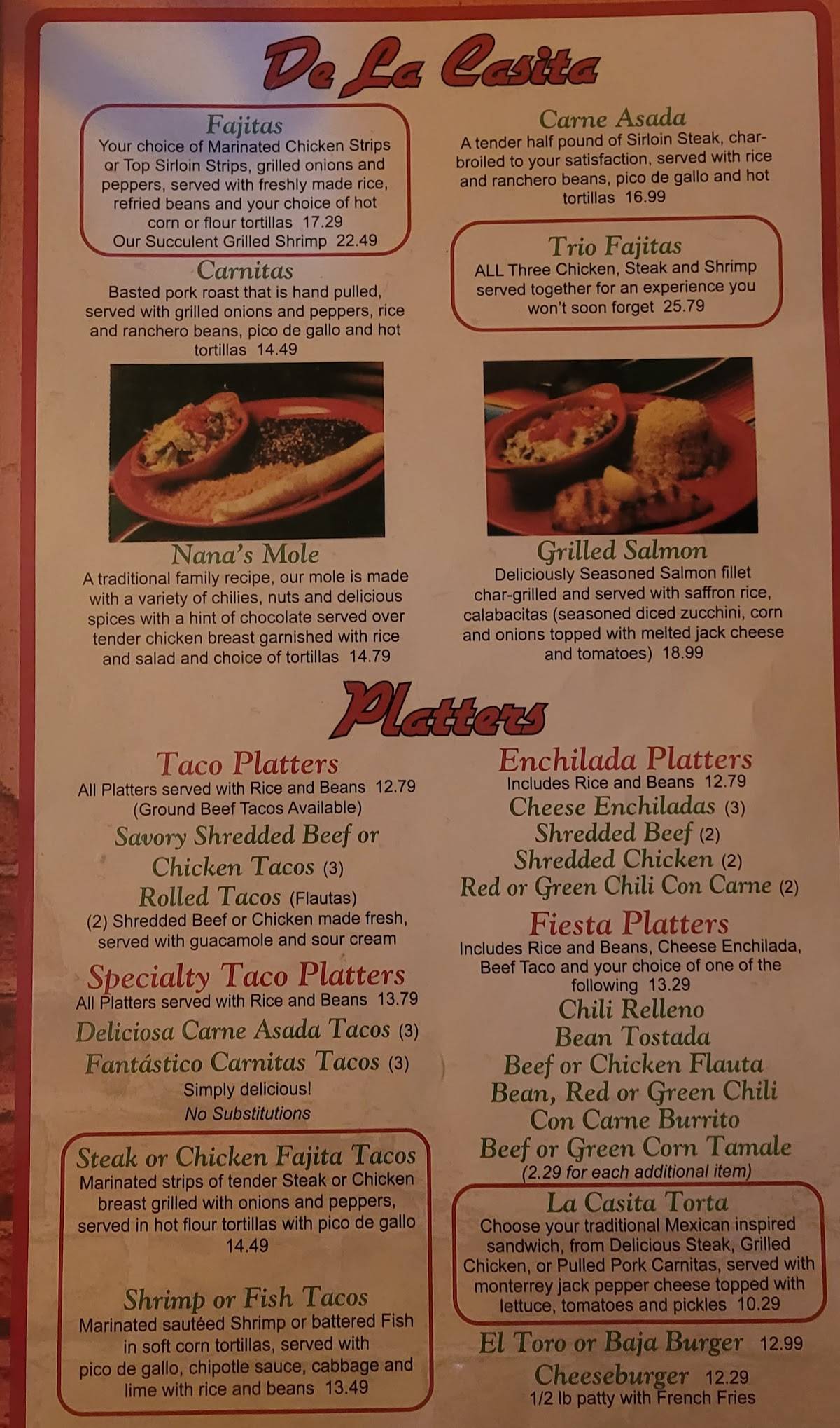 Menu at La Casita Mexican Restaurant & Cantina, Sierra Vista
