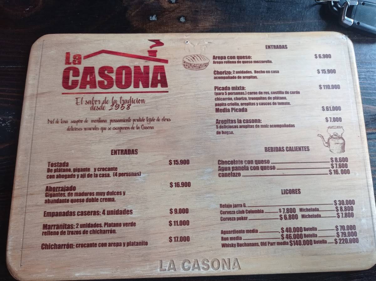 Carta de La Casona Bar Restaurante, Dapa