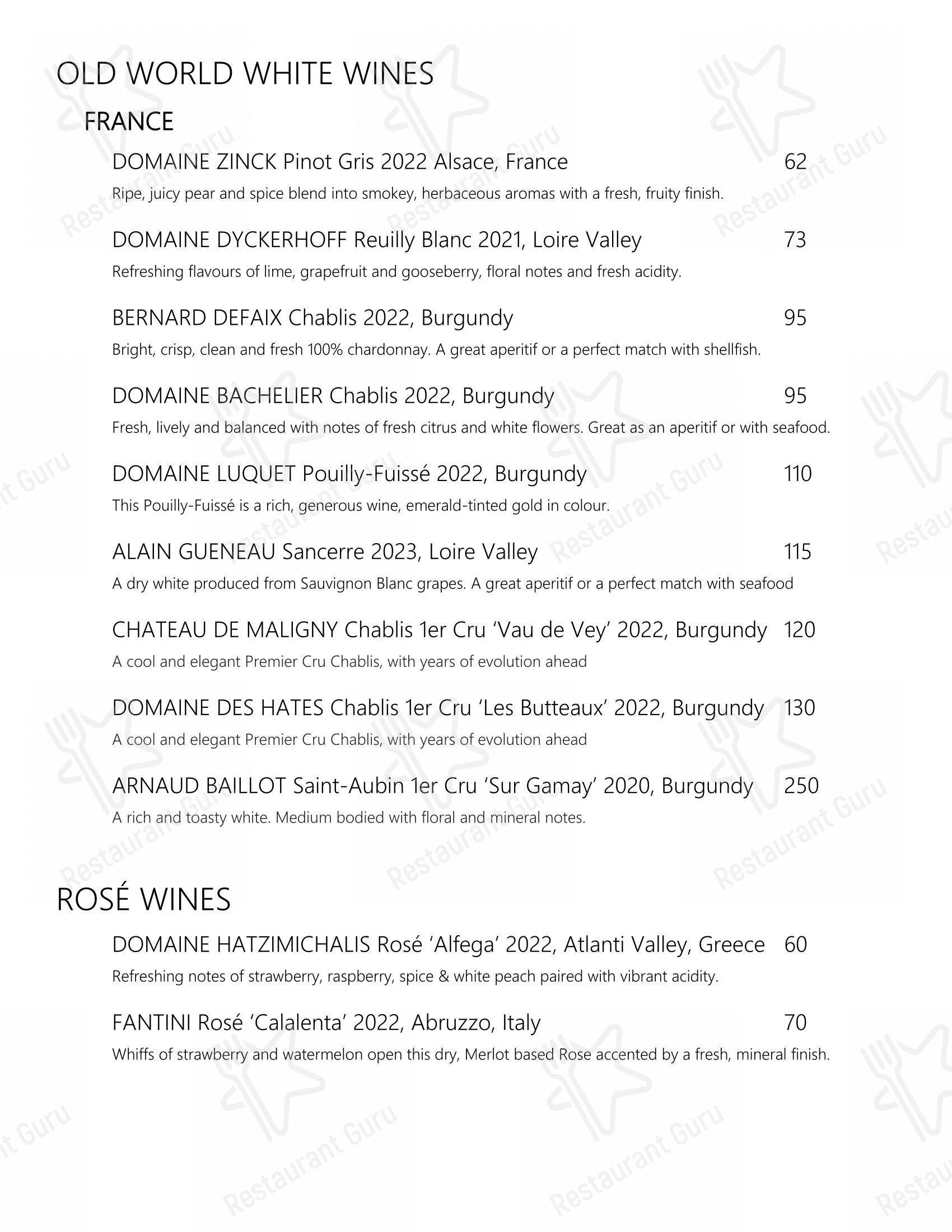 Menu at La Castile steakhouse, Mississauga