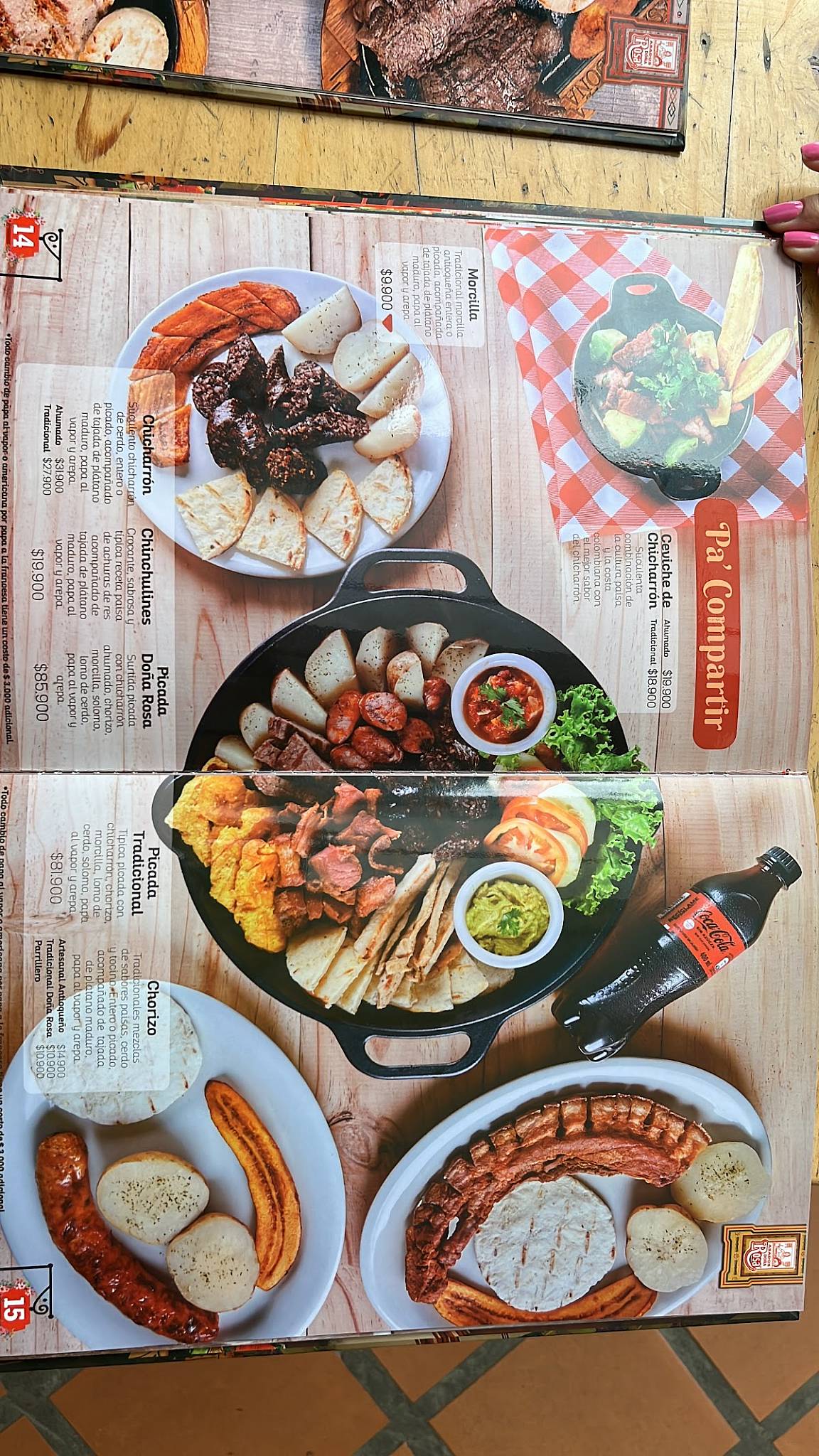 Carta del restaurante Asados Doña Rosa, La Ceja