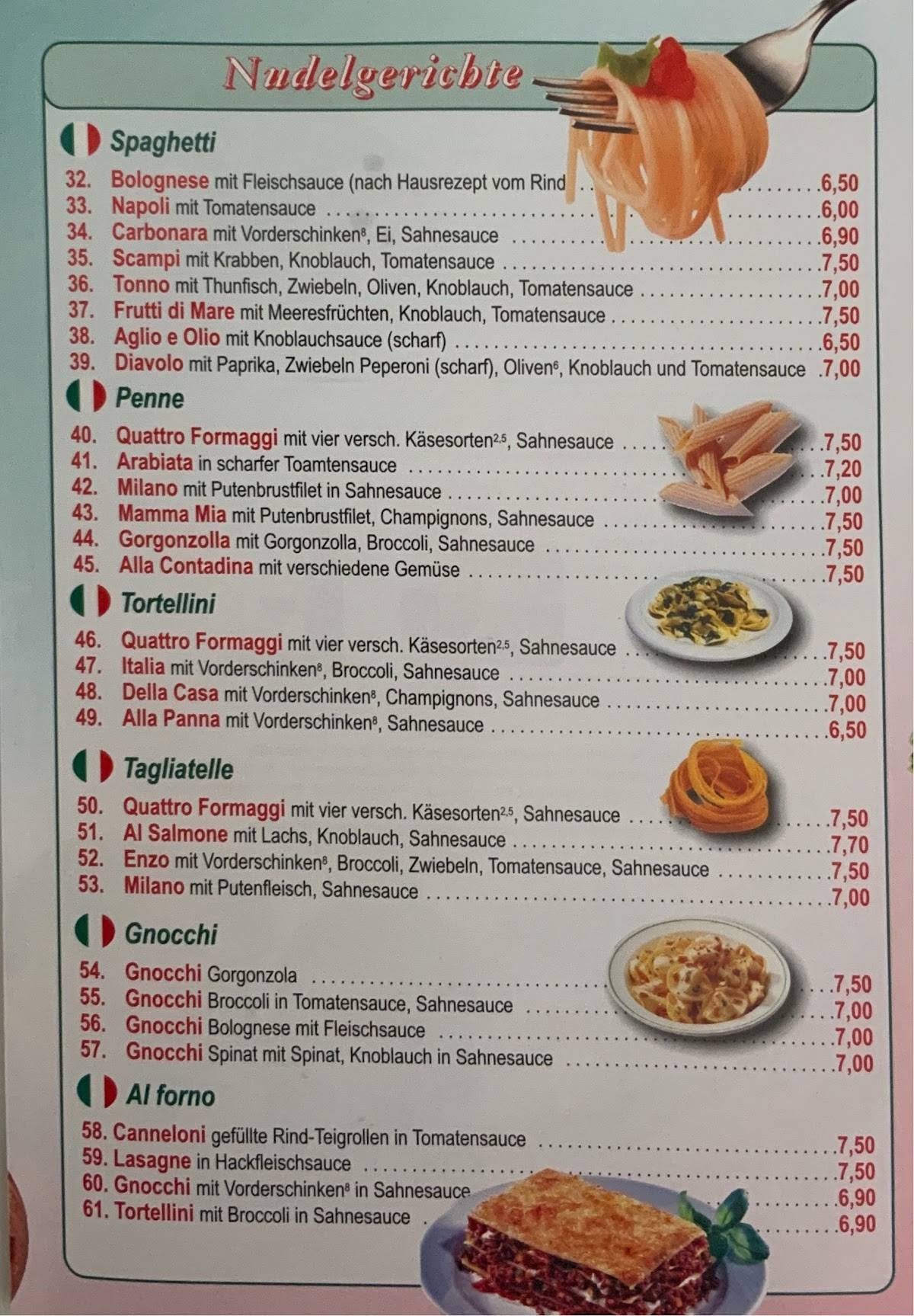 Speisekarte von La Famosa pizza, Düsseldorf
