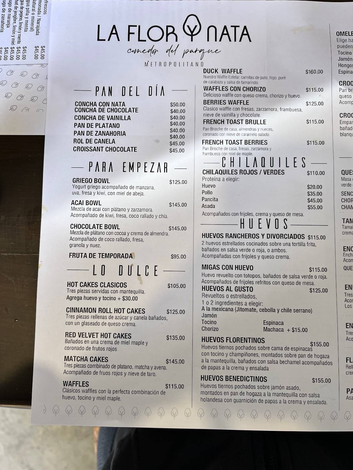 Carta del restaurante La Flor y Nata, Zapopan, Independencia 499