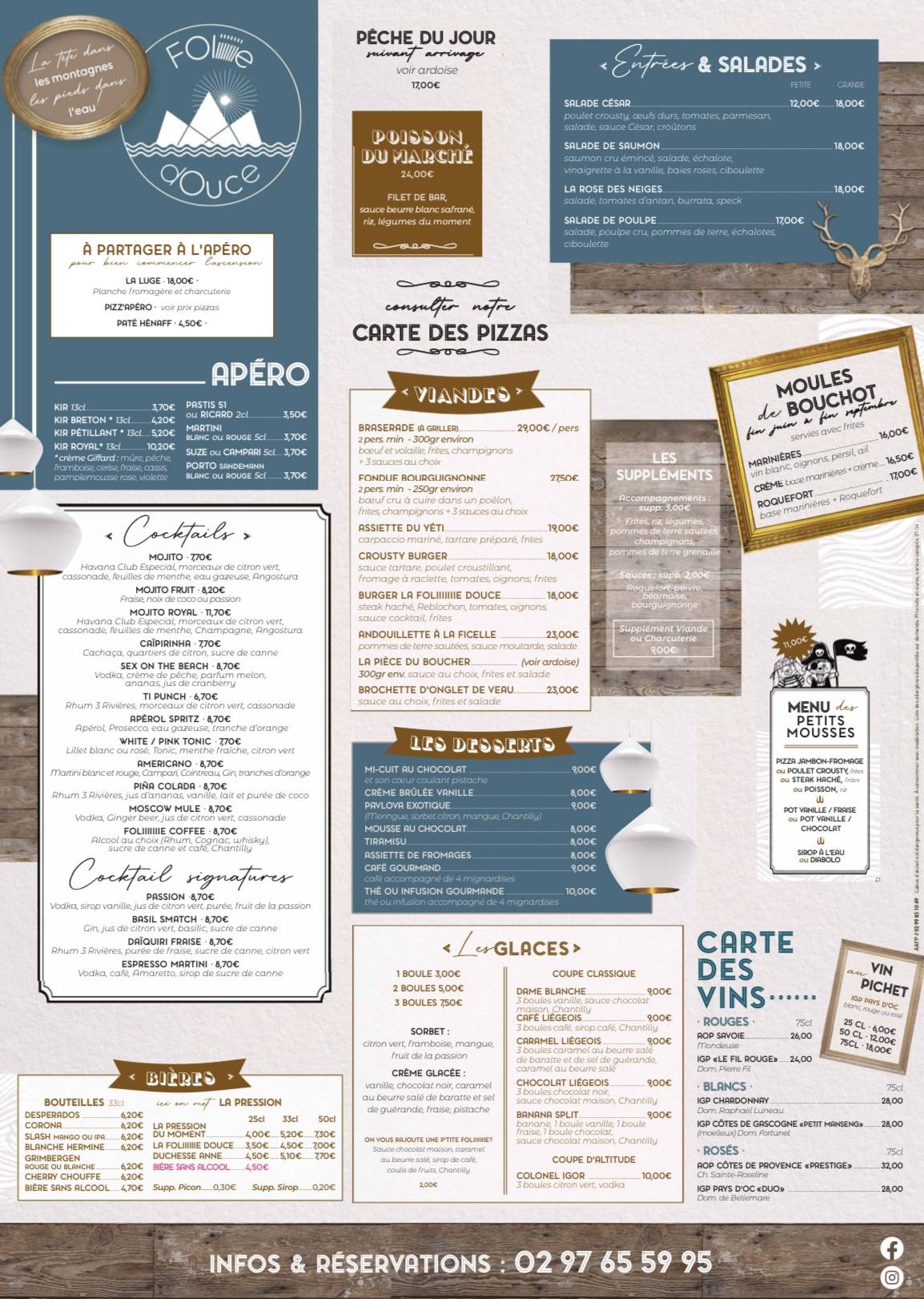 Menu au La Foliiiiiiie Douce restaurant, Larmor-Plage