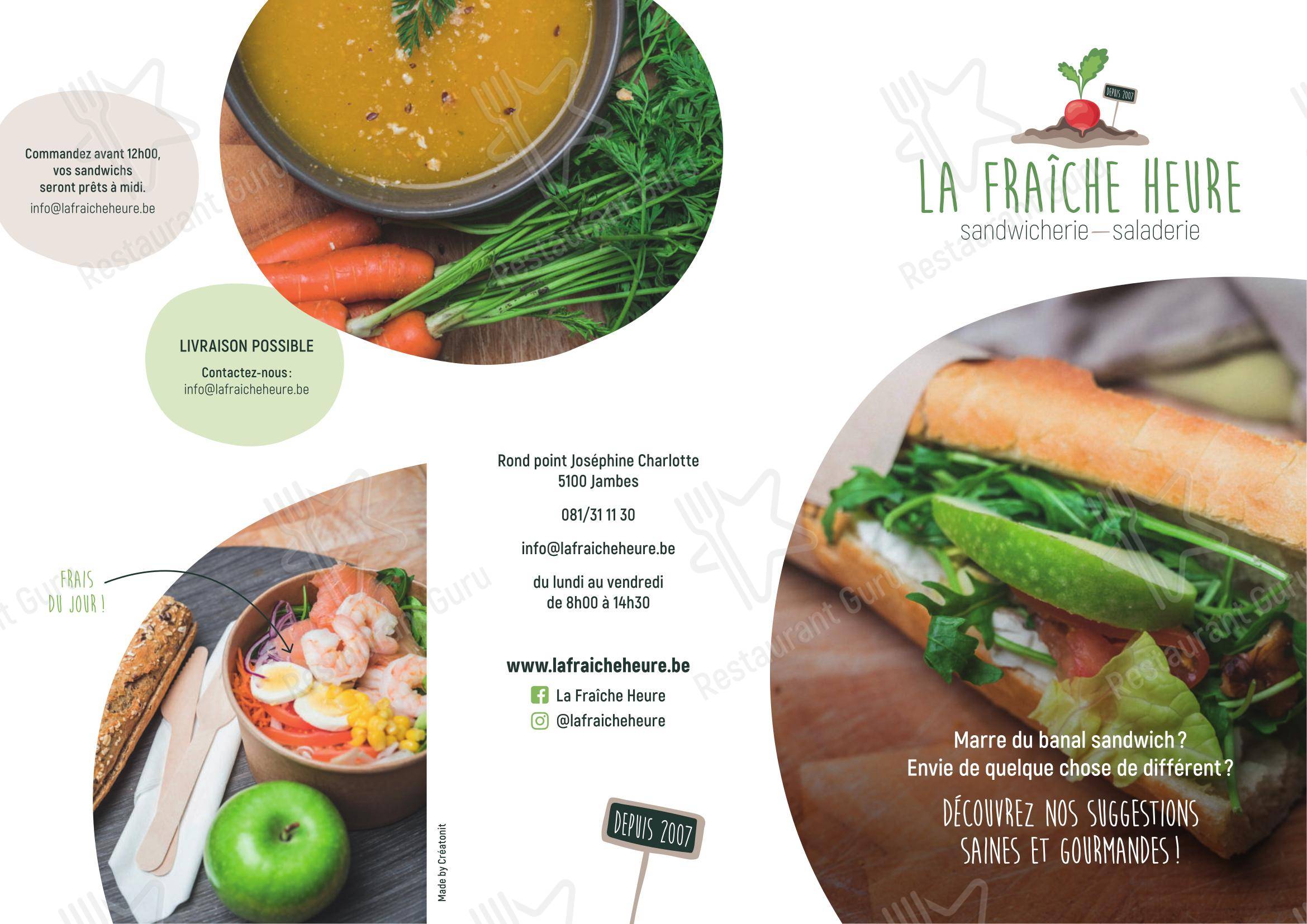 Menu au La Fraiche Heure, Namur