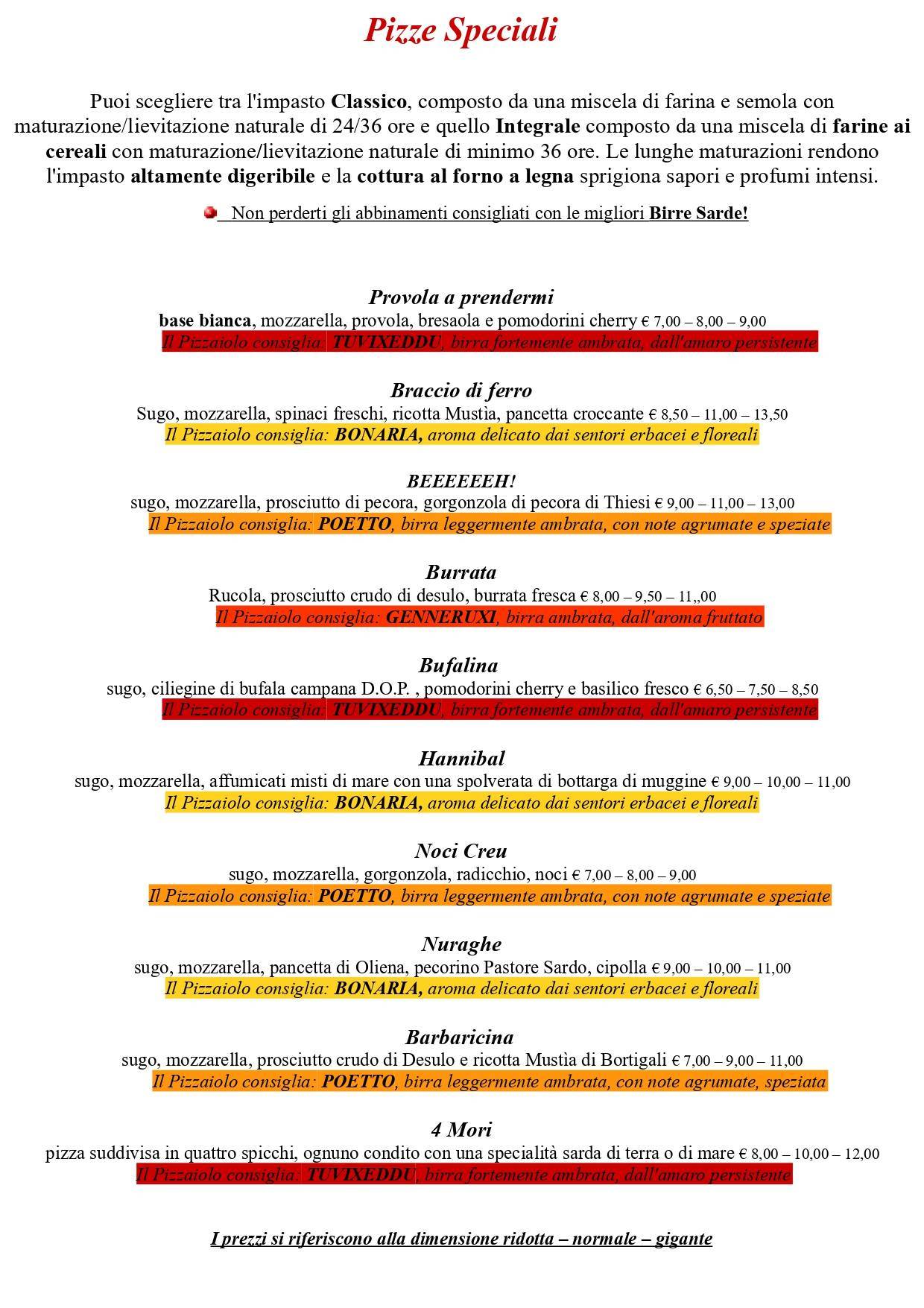 Menu da La Gabbia dei Matti ristorante, Sant'Antioco