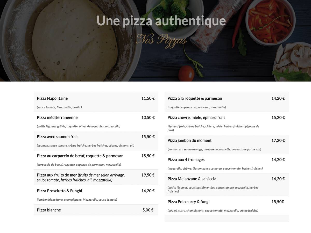 Menu au La Grappa restaurant, Strasbourg