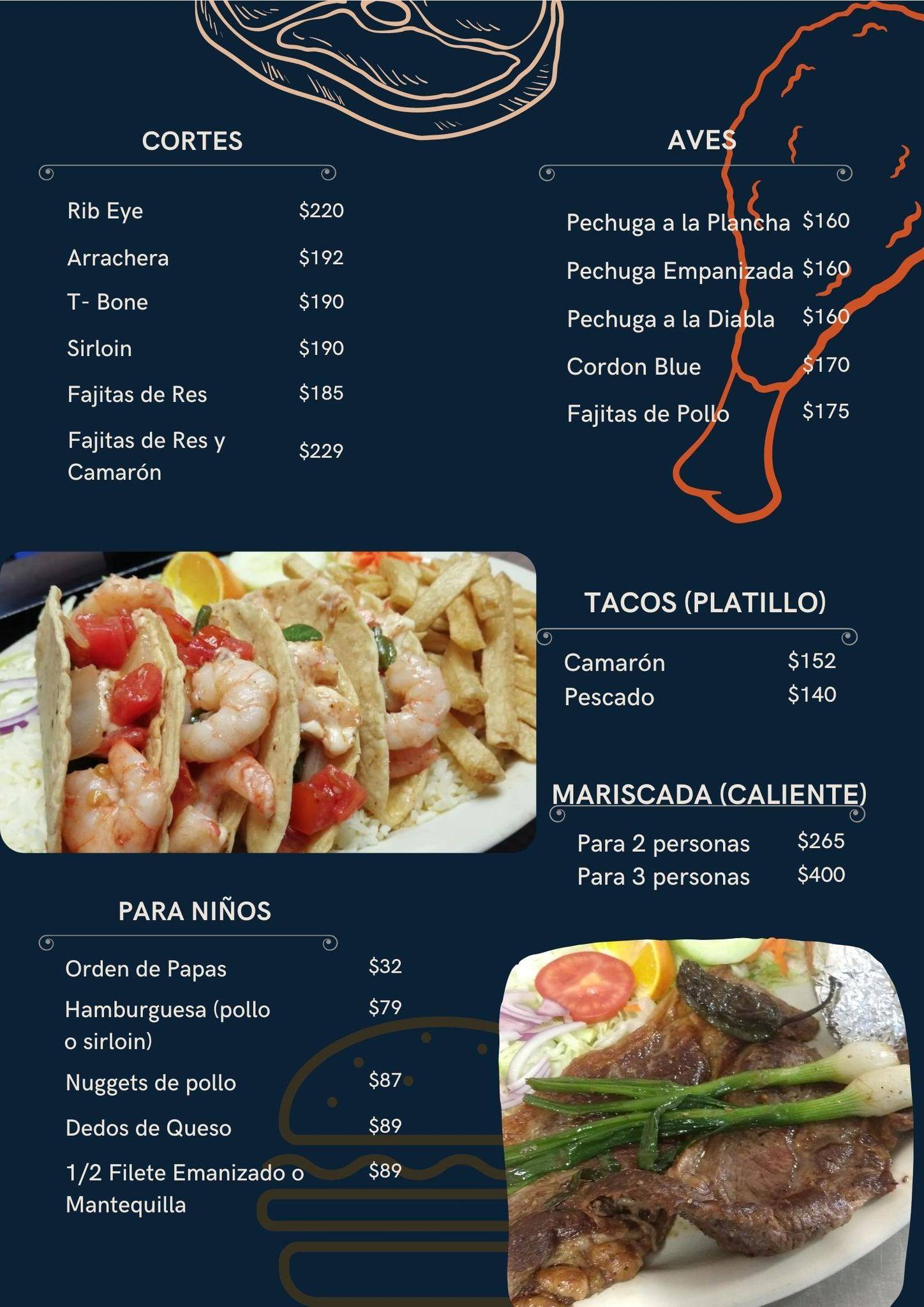 Menu at La Marisqueña restaurant, Ciudad Juarez, Av. P.º de la Victoria ...