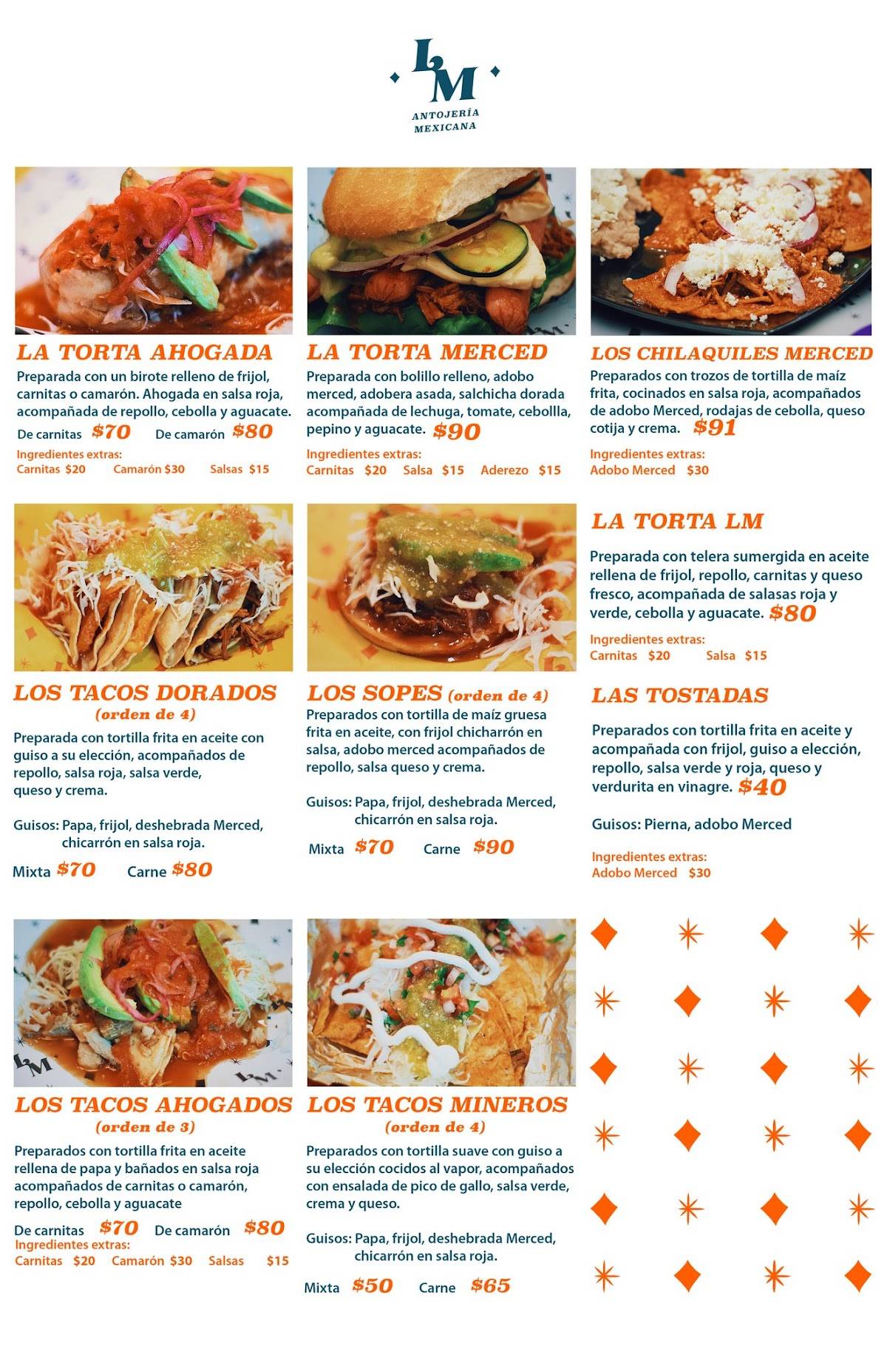 Menu at La Merced, Antojeria Mexicana. restaurant, Merida
