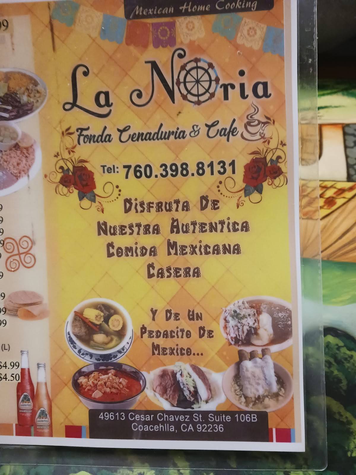 Menu at La Noria Restaurant, Coachella