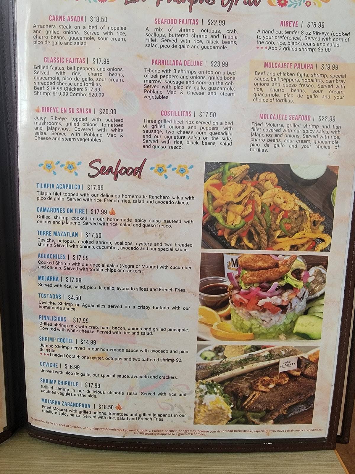 Menu at La Palapa Mexican Restaurant, Lubbock