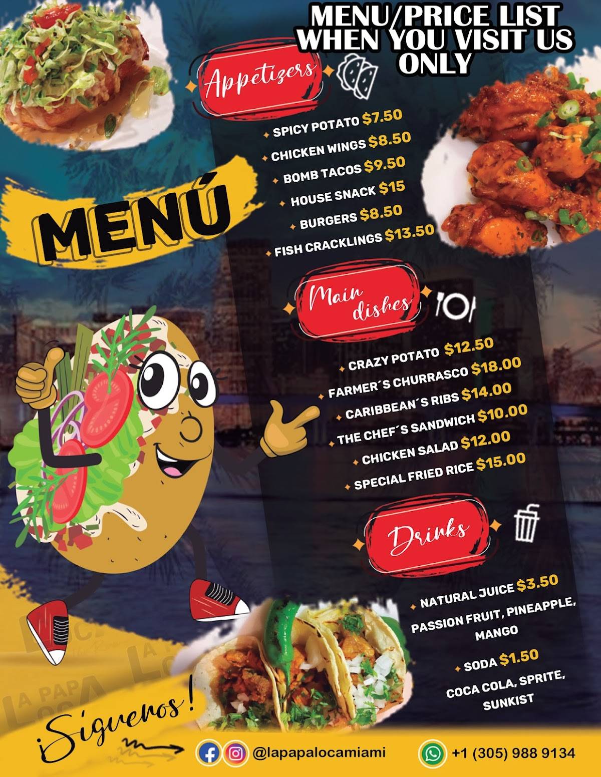 Menu at La Papa Loca On The Run restaurant, Miami
