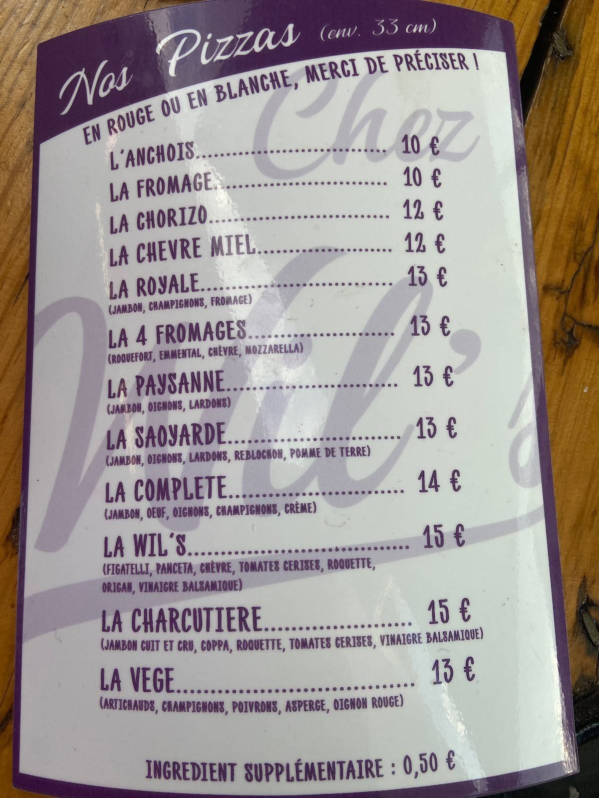 Menu au La Petite Maison, Chez Wil’s restaurant, Gap