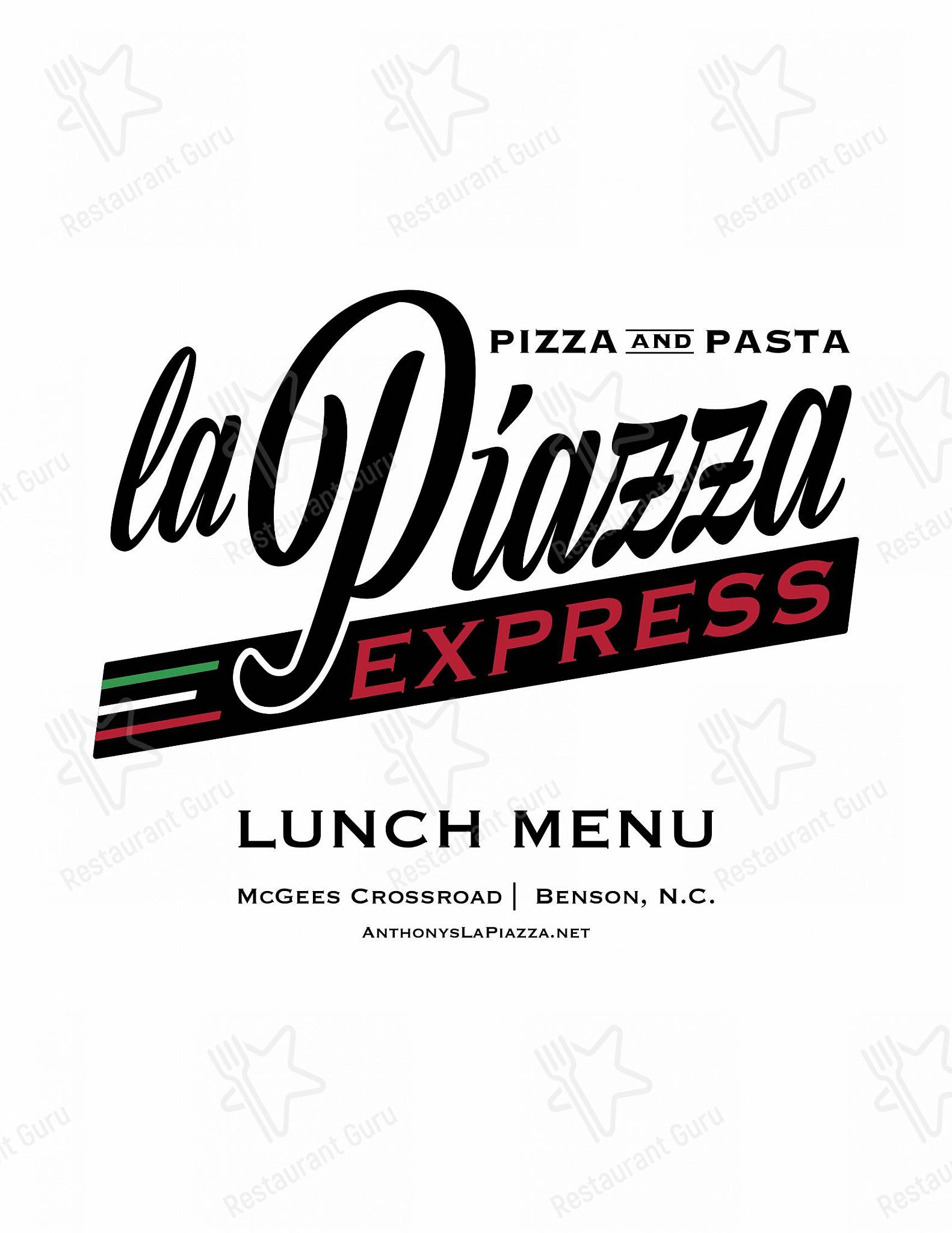Menu at La Piazza Anthony's Italian Restaurant, Garner, Veterans Parkway