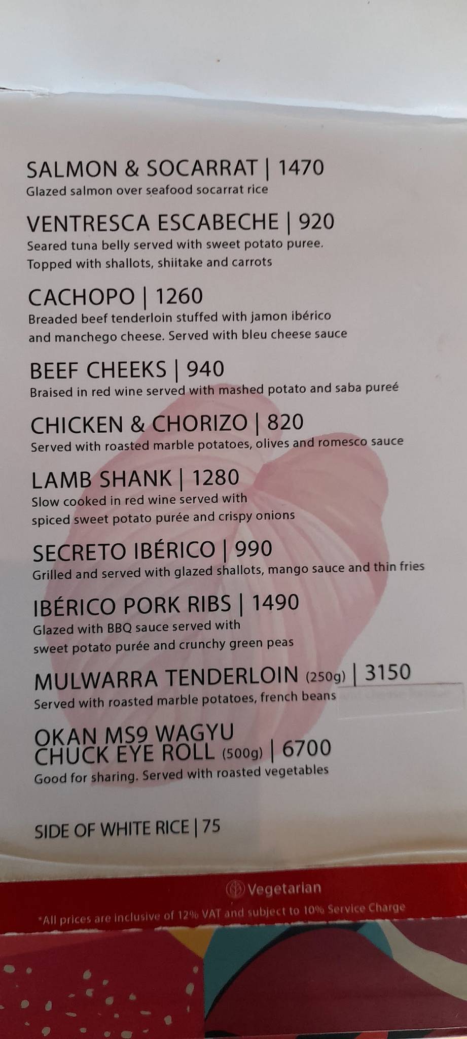 Menu at La Pícara Manila restaurant, Taguig