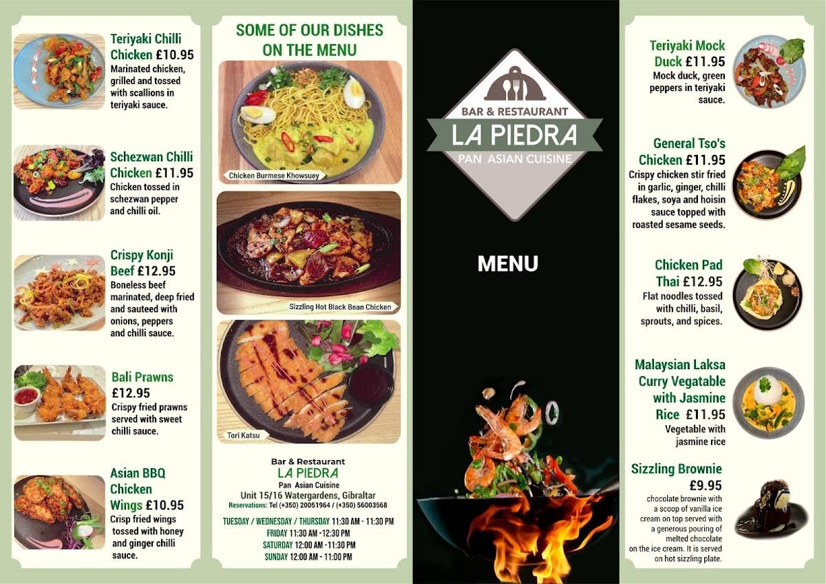 Menu at La Piedra restaurant, Gibraltar