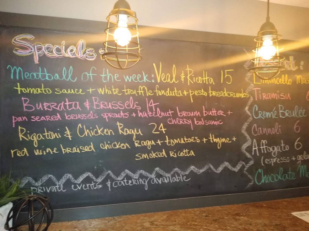 Carta del restaurante La Polpetta, Municipio del Deptford