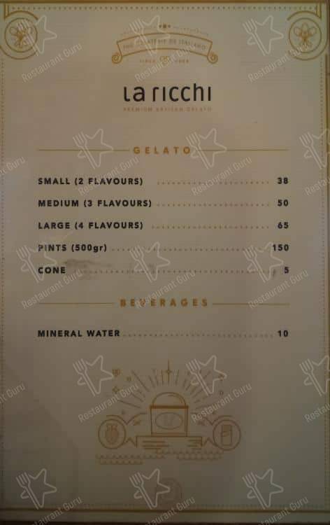 Menu at La Ricchi Gelato desserts, North Jakarta, Jl. Pluit Selatan ...