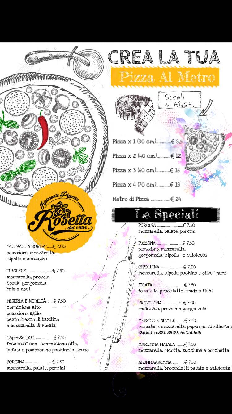 Menu da La Rosetta pizzeria, Alatri