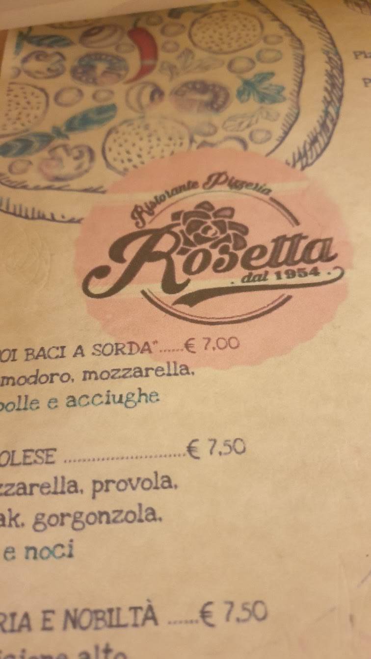 Menu da La Rosetta pizzeria, Alatri