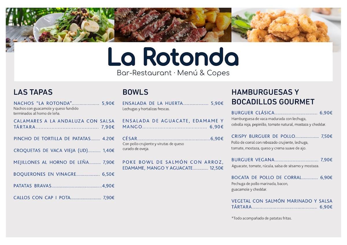 Carta de La Rotonda Bar-Restaurant, Menú y Copas, Barcelona