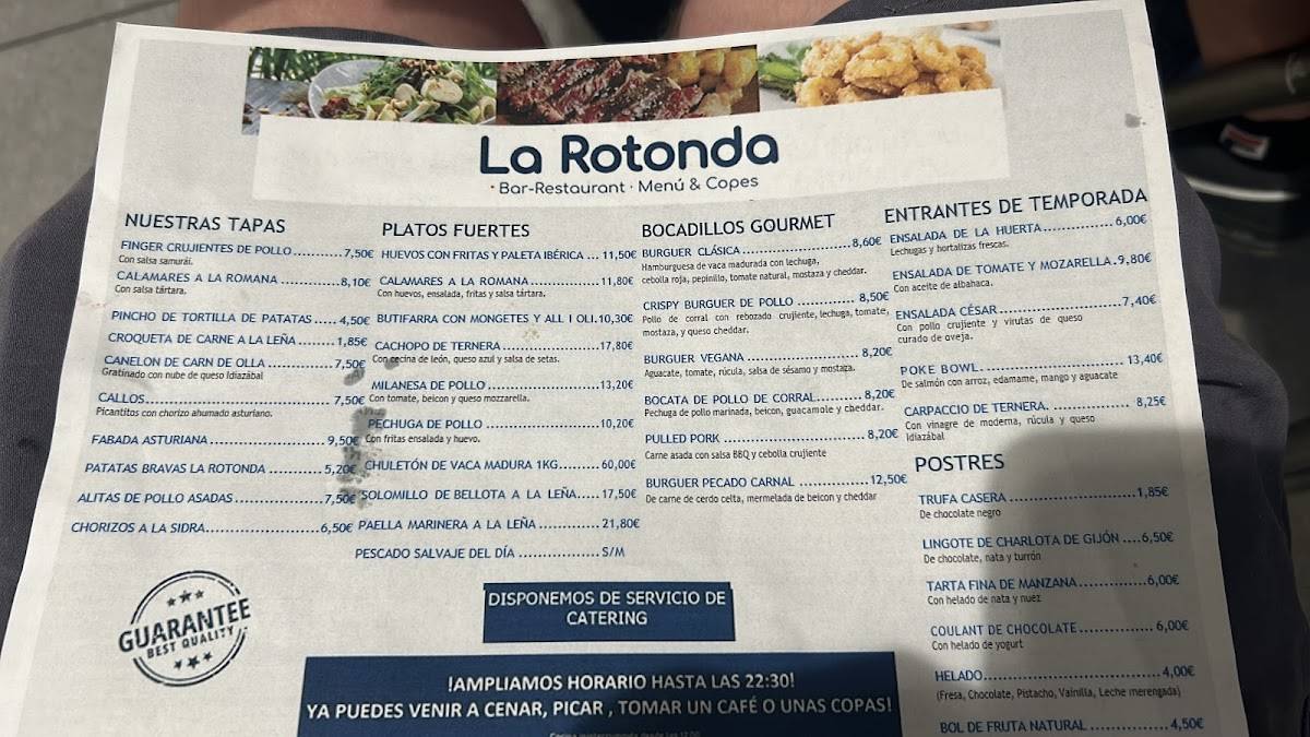 Carta de La Rotonda Bar-Restaurant, Menú y Copas, Barcelona