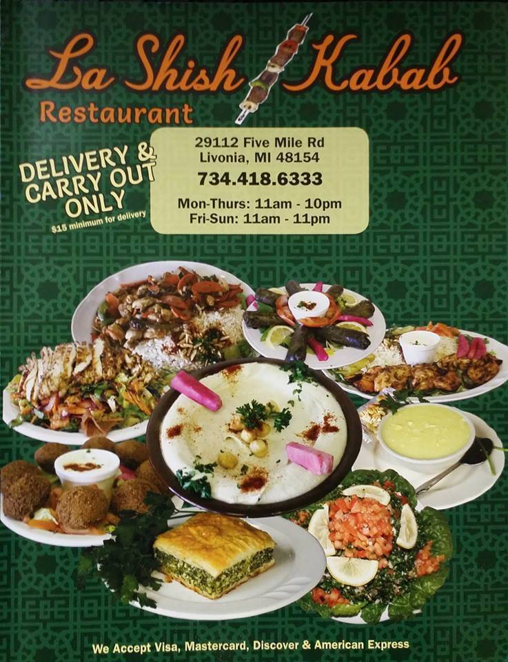 Menu at La Shish Kabab Restaurant, Livonia, Five Mile Rd