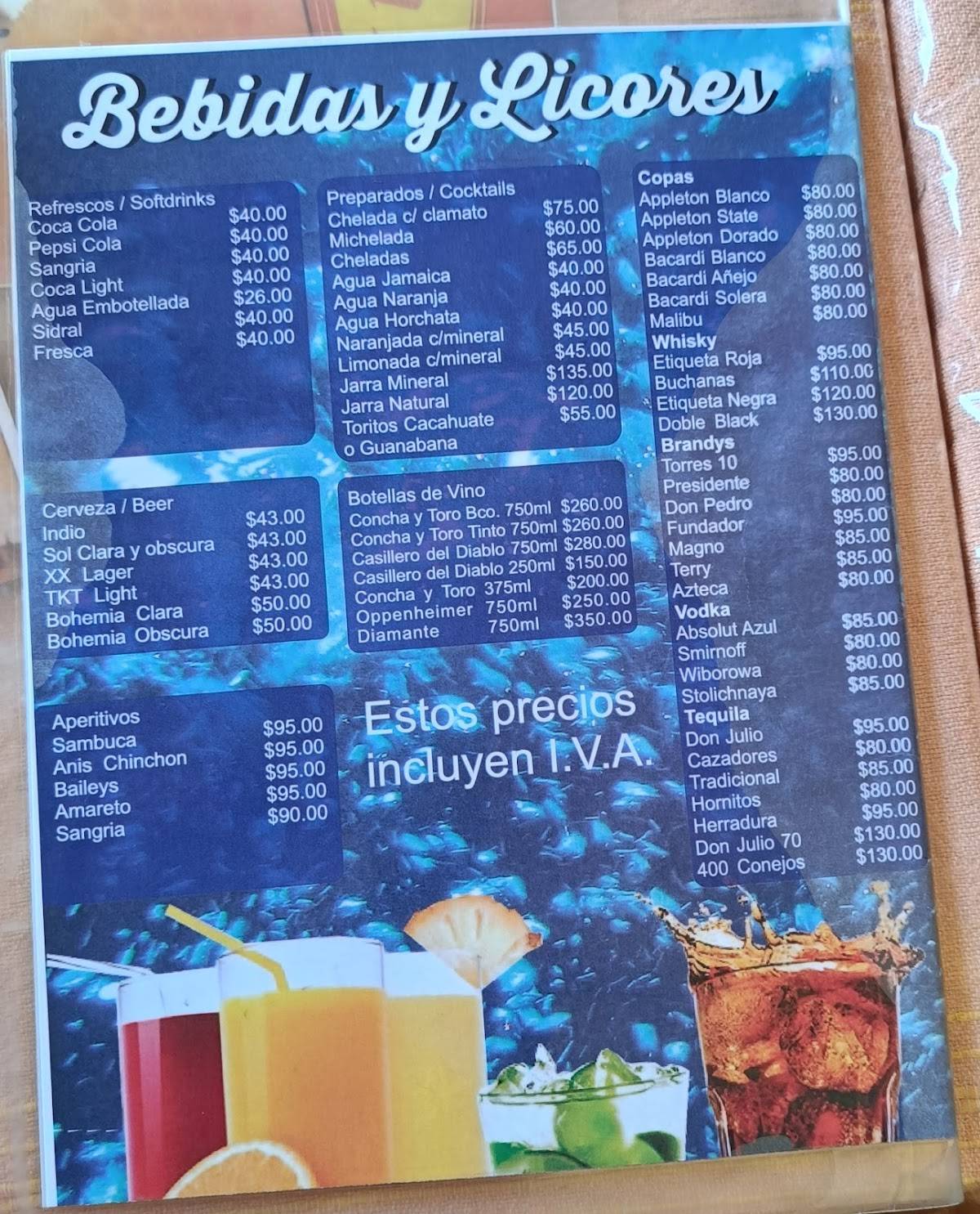Carta del restaurante La Suriana II, Veracruz, Av. Ignacio Zaragoza 286