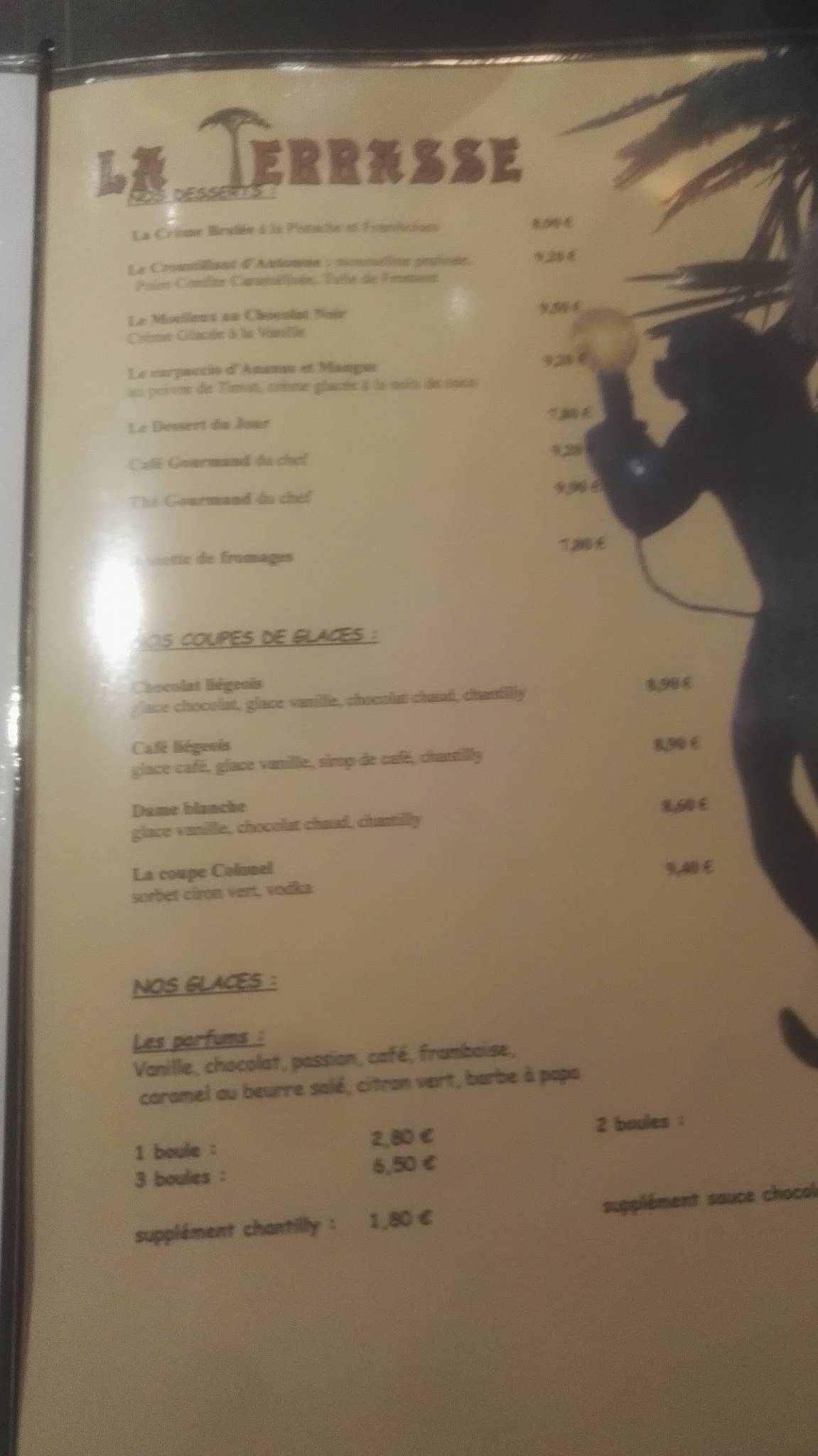 Menu au La Terrasse restaurant, Fouesnant, 17 r Armor
