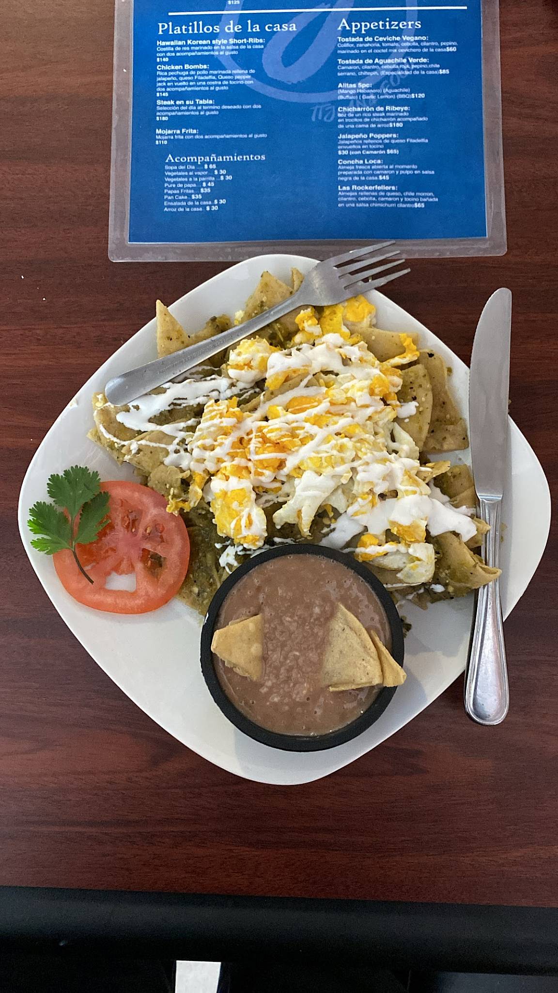 Menu at La Tía Juana restaurant, Tijuana, Av. del Sauzal 43