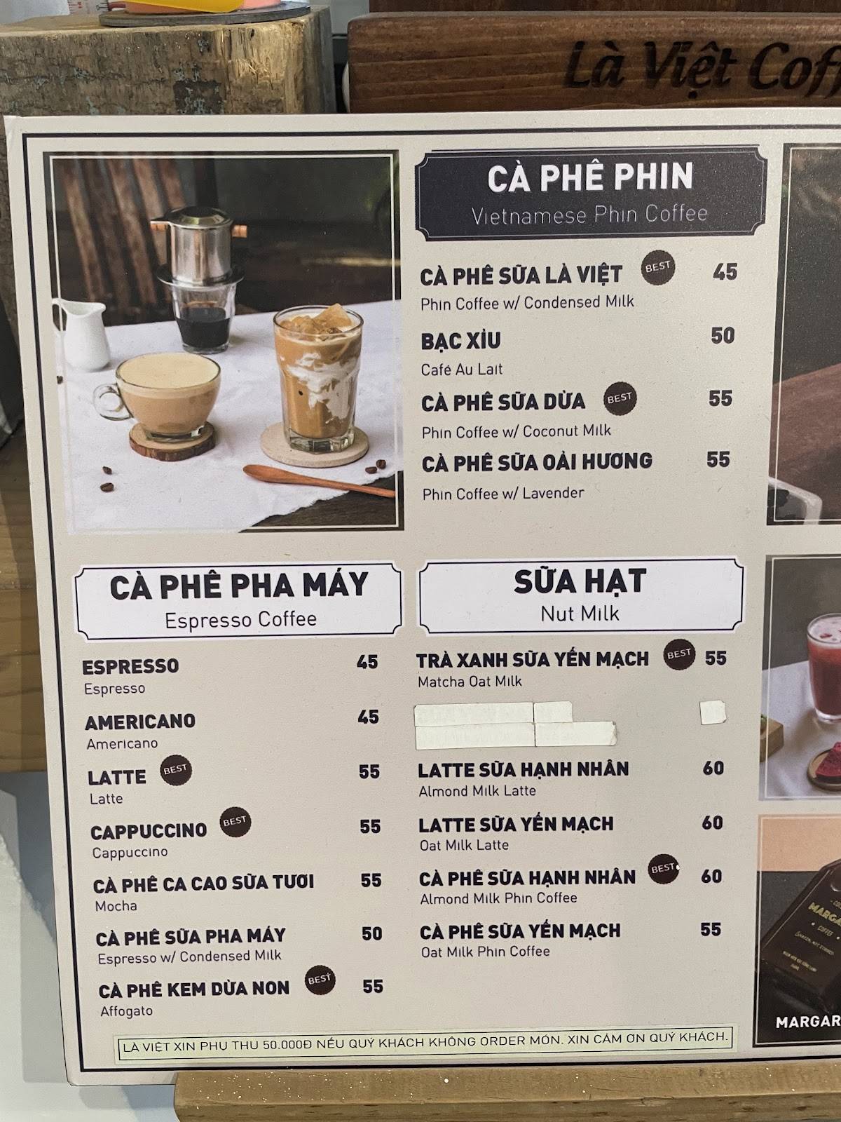 Menu at Là Việt Coffee Saigon (Hai Bà Trưng) restaurant, Ho Chi Minh ...