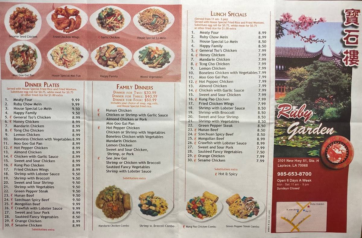 Menu at Ruby Garden Chinese Restaurant, LaPlace, US-51