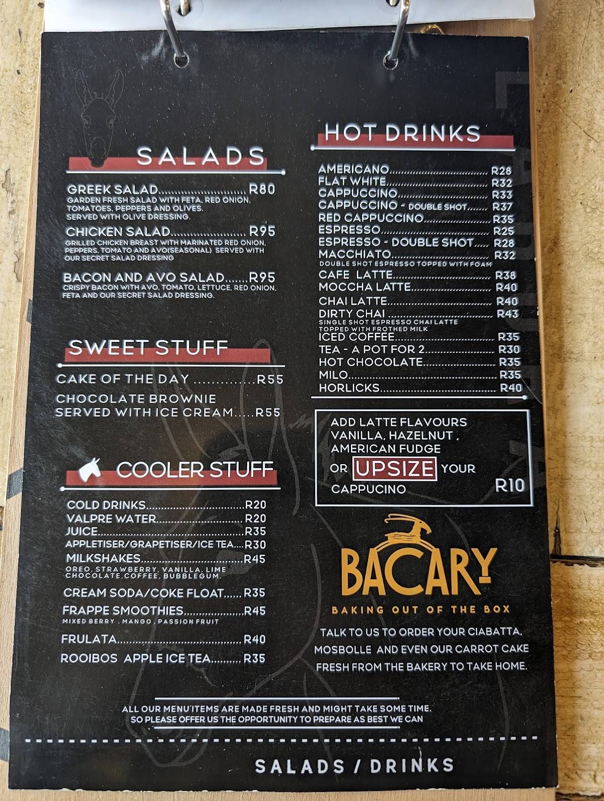 Menu at Labora Yard restaurant, Centurion