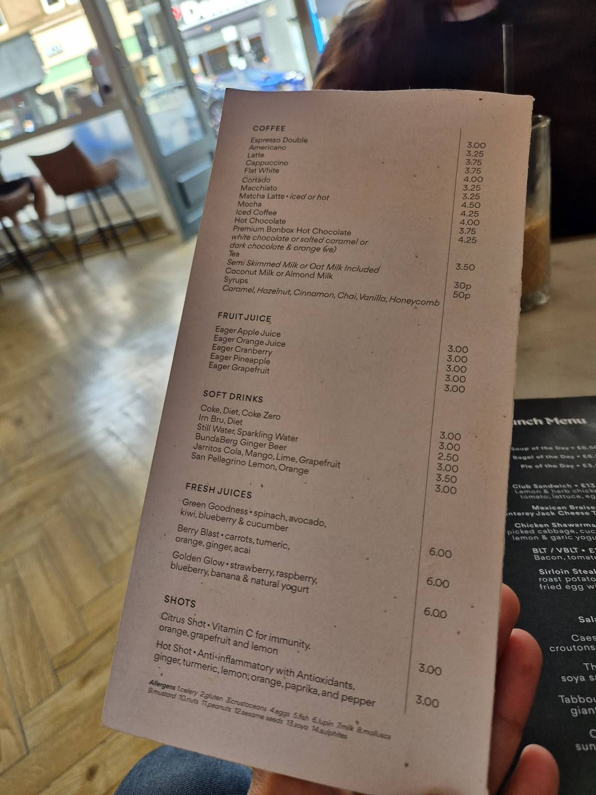 Carta de Lagom Bakery & Eatery, Glasgow