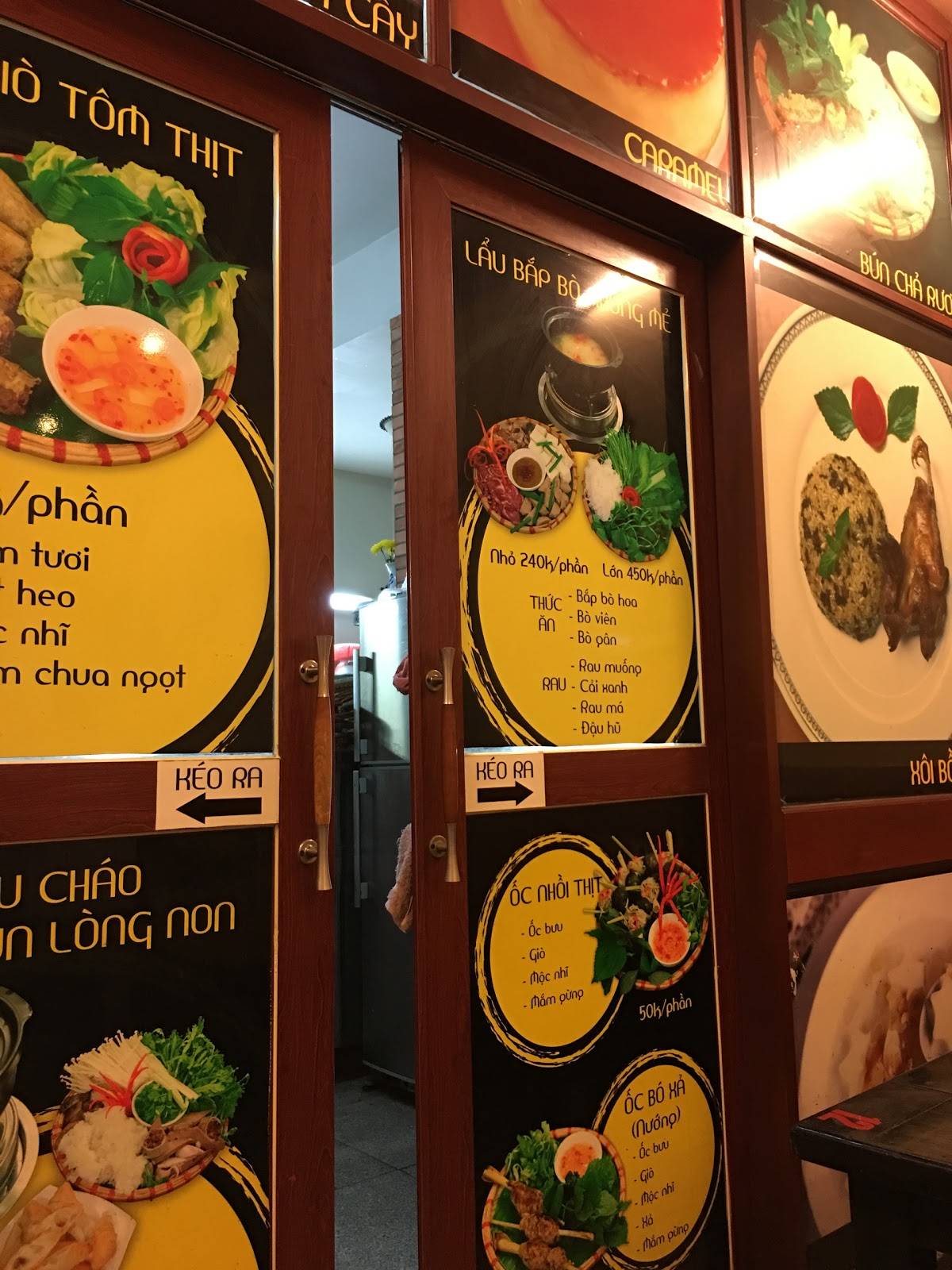 Menu at Lâm Bô Quán, Ho Chi Minh City